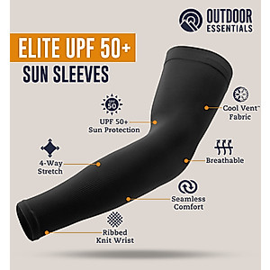 OutdoorEssentials UV Sun Protection Arm Sleeves - Compression Arm Sleeve, UV Arm Sleeves for Men,Women - Sports Cooling Sleeves, Baseball, Golf