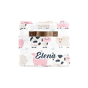 Deven Pig Cow Sheep Personalized Large Storage Baskets for Organizing Shelves with Handle,Closet Decorative Storage Bins for Bathroom,Nursery,Home 1 Pack