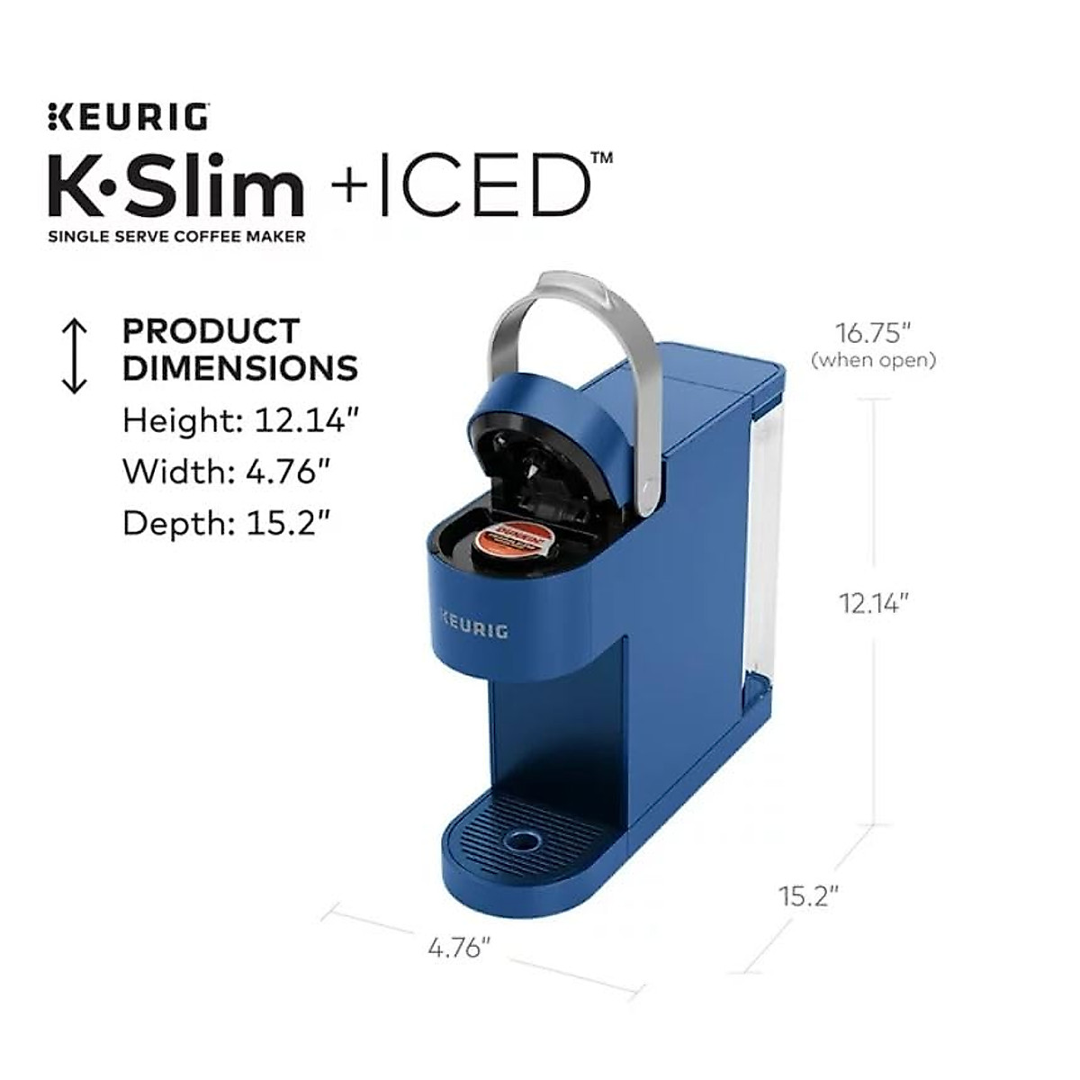 Keurig K-Slim + ICED Single Serve Coffee Maker, Brews 8 to 12oz. Cups, Blue