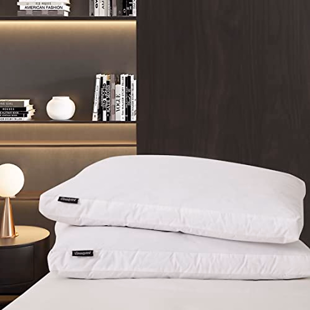 Beautyrest Microfiber Medium Firm 2-Inch Gusset Feather 2 Pack Bed Pillows, King (U.S. Standard), White 2 Count