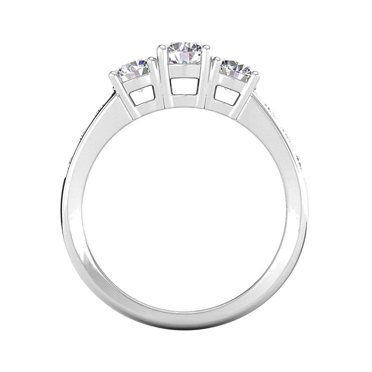 1.50ctw Diamond Three Stone Ring With Side Stones in 14k White Gold (1.50ctw, H-I, I2-I3)