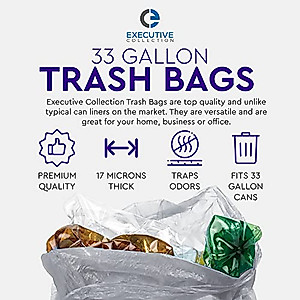 33 Gallon Trash Bags - 100 Count - 33" x 40" Clear Plastic Garbage Bags Tall Can Liners - Cleaning Products for Home, Office Bulk Trash, Light Residential or Commercial Waste, Indoor and Outdoor Use