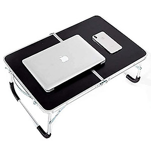Amadj Foldable Laptop Table,Portable Standing Bed Desk, Bed Desk, Breakfast Serving Bed Tray, Portable Mini Picnic Table & Ultra Lightweight, Folds in Half with Inner Storage Space