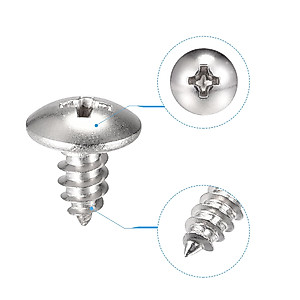 uxcell Phillips Head Self Tapping Screws, #10 x 3/8" 304 Stainless Steel Wood Sheet Metal Screw 50pcs