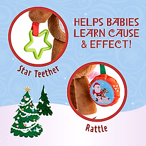 KIDS PREFERRED Rudolph The Red-Nosed Reindeer On The Go Teether Developmental Activity Toy, 12 inches , Brown