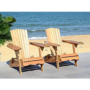 Safavieh PAT7034A-SET2 Outdoor Collection Breetel Teak (Set of 2) Adirondack Chair, Natural