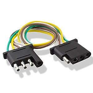 225FWY 2 Feet Trailer Light Wiring Harness Extension 4 Pin Plus 18 AWG Flat Wire Connector