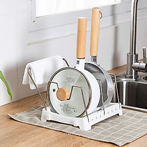 Pot Lid Organizer 2 PCS for Kitchen Cabinet Pantry and Bakeware Organizer Rack Holder， White