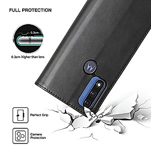 Cresee Case for Moto G Pure (2021)/ Moto G Power (2022)/ Moto G Play (2023) PU Leather Wallet Flip Cover [3 Card Slots 1 Money Pocket] [Magnetic Closure] [Stand Kickstand] Folio Phone Case - Black