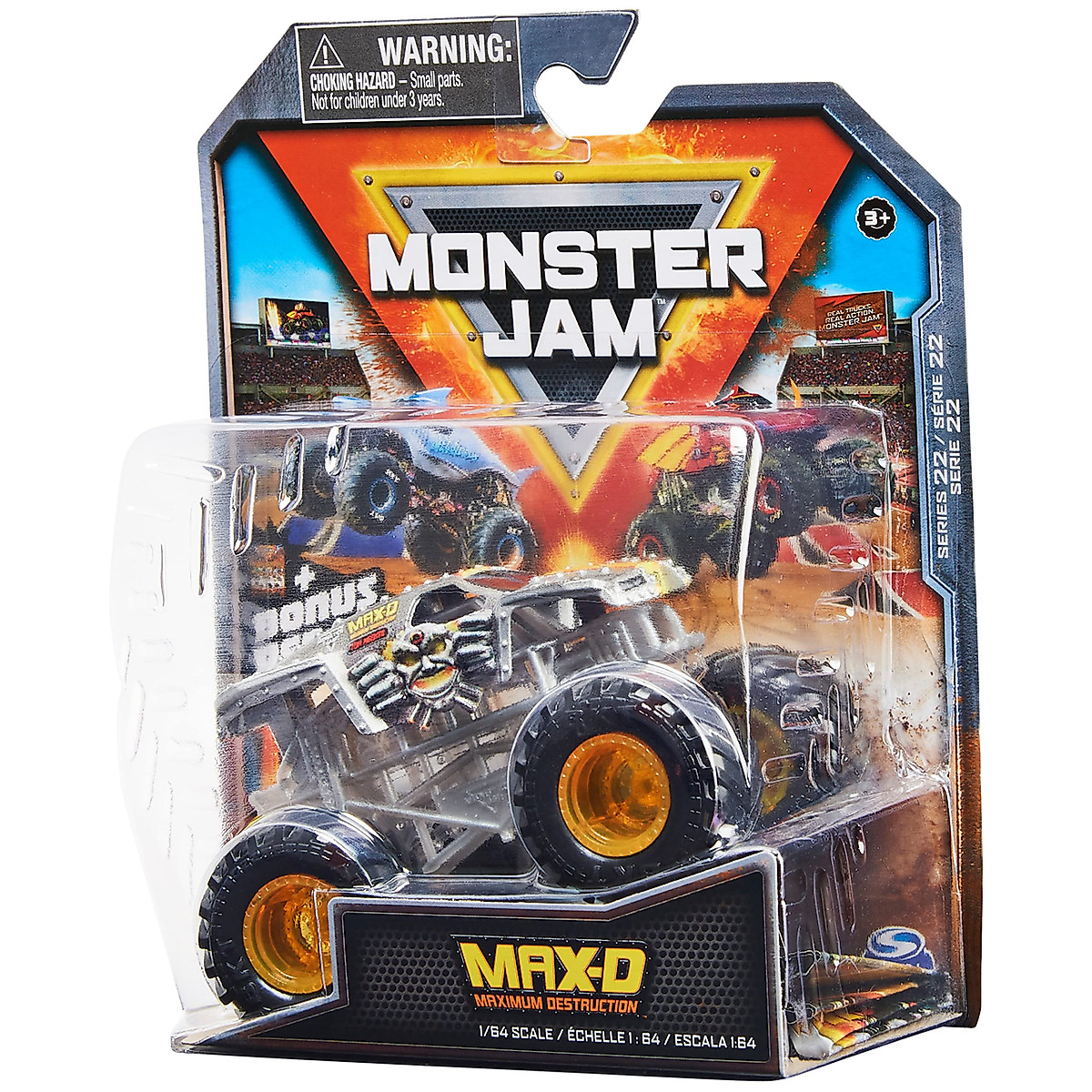 Monster Jam, Official Max-D Monster Truck, Die-Cast Vehicle, See-Thru Crew Series, 1:64 Scale, Kids Toys for Boys Ages 3 and up