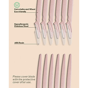 Eyebrow Razor for Women, 12 Pcs Dermaplaning Tool for Face Professional, Face Razor for Women Facial Hair Remover (Wheat Pink)