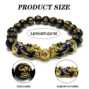 Black Obsidian Wealth Bracelet, 3 Pcs Good Luck Pi Xiu Bracelets for Women Men Attract Health Wealth Money Jewelry