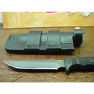 Custom Made Cross Draw Knife Sheath That Will fit The SOG Seal pup Dyed Black. A lot of Leather for The Price. Can be Worn on Left or The Right Hand Side.