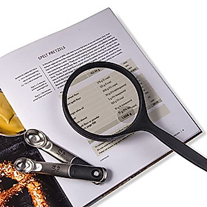 Carson Oversized 4.0 inch Handheld 2X Power Magnifying Glass with 3X Spot Lens and Protective Rim for Reading Fine Print and Other Low Vision Tasks (DS-44GL)