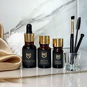 Eyebrow Henna Tint Kit Dyes Brow Hair | BONUS VIDEO TUTORIAL | Professional Salon & At Home DIY Brow Coloring kit | Vegan Cruelty Free | Complete Kit Instant Semi Permanent Coloring | MG COSMETICS