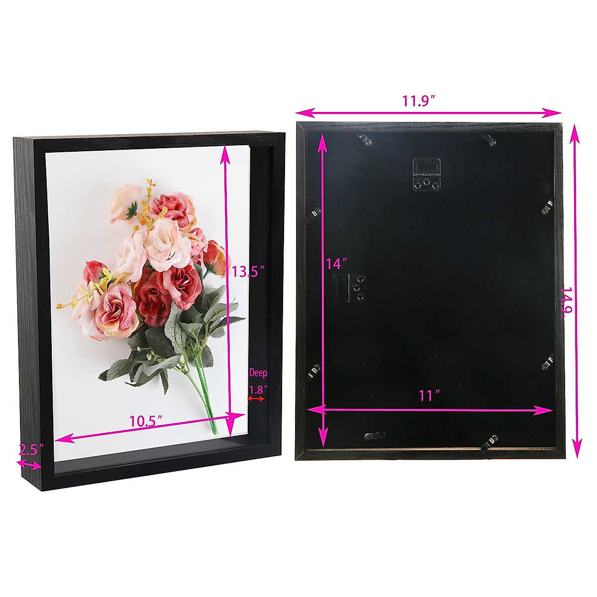 11x14 Shadow Box Frame, Display Case, Memory Box, Wood Picture Frame Black, 1 Pack
