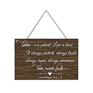 Rustic Wooden Plaque Love is Patient, Love is Kind. It Always Protects, Always Trusts, Always Hopes, Always perseveres C-13 25x40cm Wooden Sign Wall Decoration Inspirational Wall Art