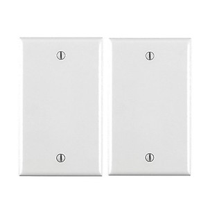 Leviton 2-Pack 80714-W 1-Gang No Device Blank Wallplate, Standard Size, Thermoplastic Nylon, Box Mount, White … (2 Pack)