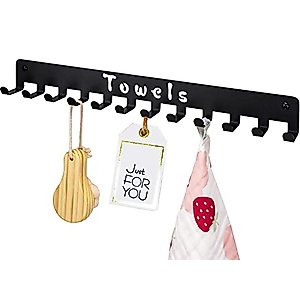 Towel Rack Holder Wall Mount – Towel Rack Hook Bathroom Space Saving and Easy to Install Towel Holder Hooks - The Perfect Addition to Your Bathroom,kichen Home Decor(Black)