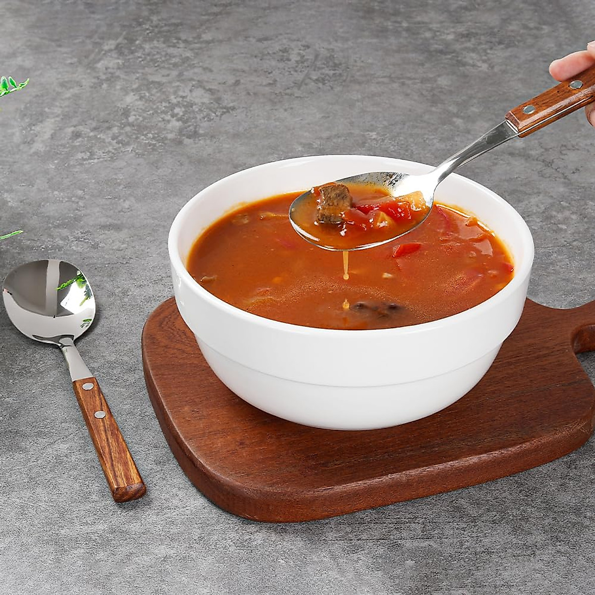 4-Piece Serving Spoons Set - Includes 2 Serving Spoons and 2 Slotted Spoons, 18/8(304) Stainless Steel Buffet Serving Utensils,Stainless Steel Wooden Serving Utensil