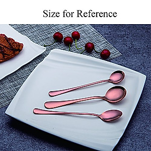 Berglander Rose Gold Plated 18/0 Stainless Steel Soup Spoons, Stainless Steel Round Spoons, Pack of 6