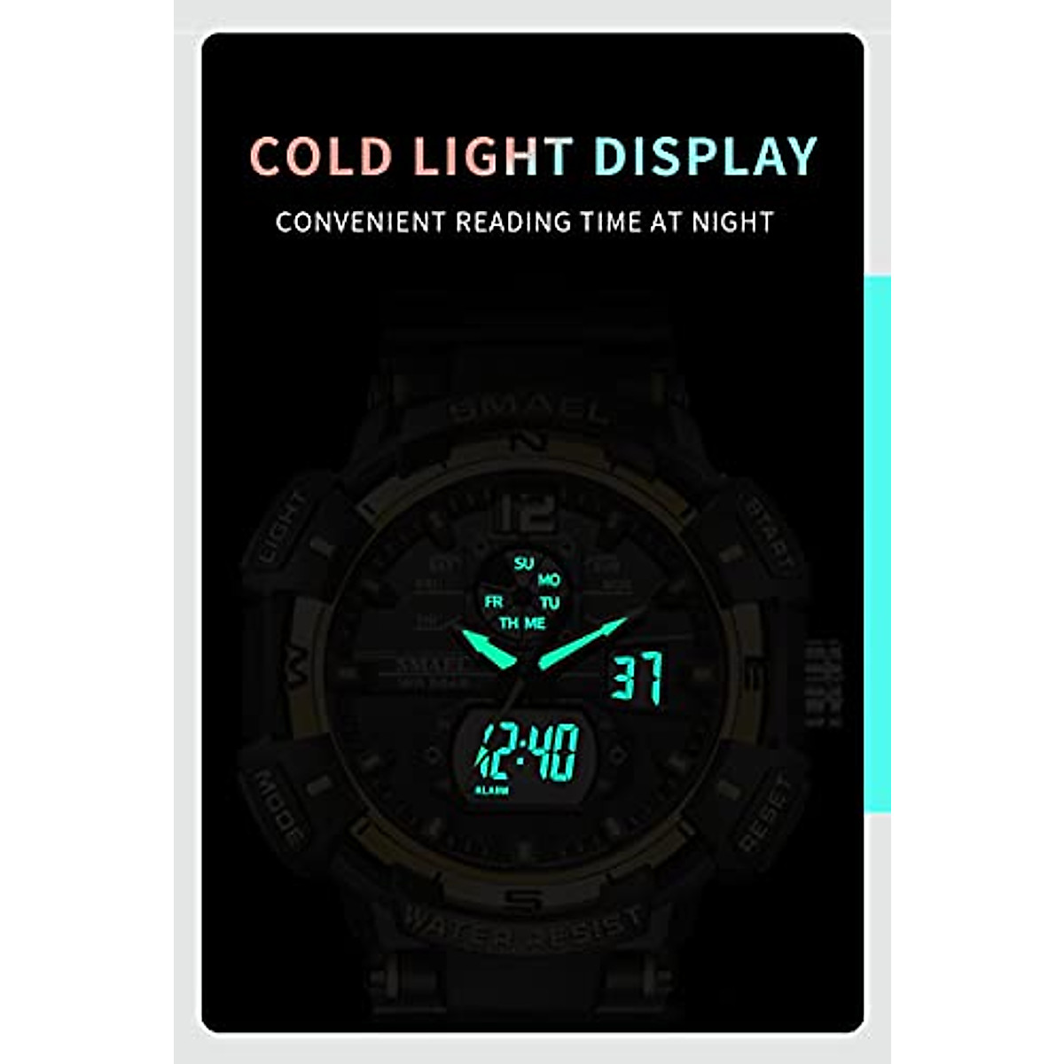 KXAITO Men's Watches Sports Outdoor Waterproof Military Watch Date Multi Function Tactics LED Face Alarm Stopwatch for Men 3169 (Panda Color