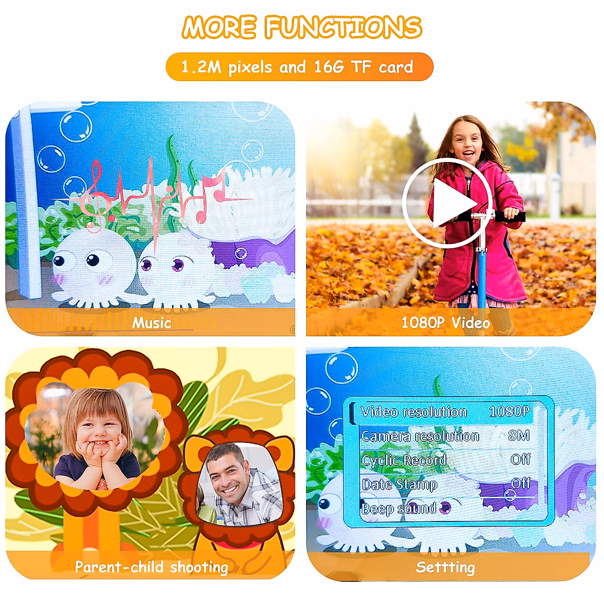 Kids Camera, iMoway Waterproof Video Cameras for Kids HD 1080P Kids Digital Cameras Camcorder with 16GB Memory Card, Card Reader and Floating Hand Grip (Pink)