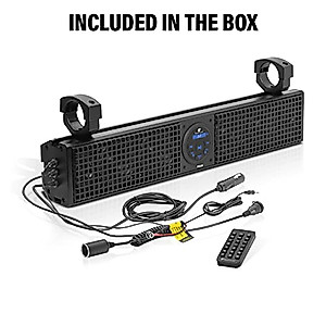 Planet Audio PSX26 ATV UTV Sound Bar System - 26 Inches Wide, IPX5 Weatherproof, Bluetooth Audio, USB, Amplified, Aux-in, 4 Inch Speakers, 1 Inch Tweeters, Easy Installation for 12 Volt Vehicles