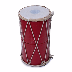 Handmade Wooden & Leather Classical Indian Folk Tabla Drum Set Hand Percussion Drums World Musical Instruments Punjabi Dhol Dholak Dholki 10 x 6 Inches Fun Birthday Housewarming Gift Ideas