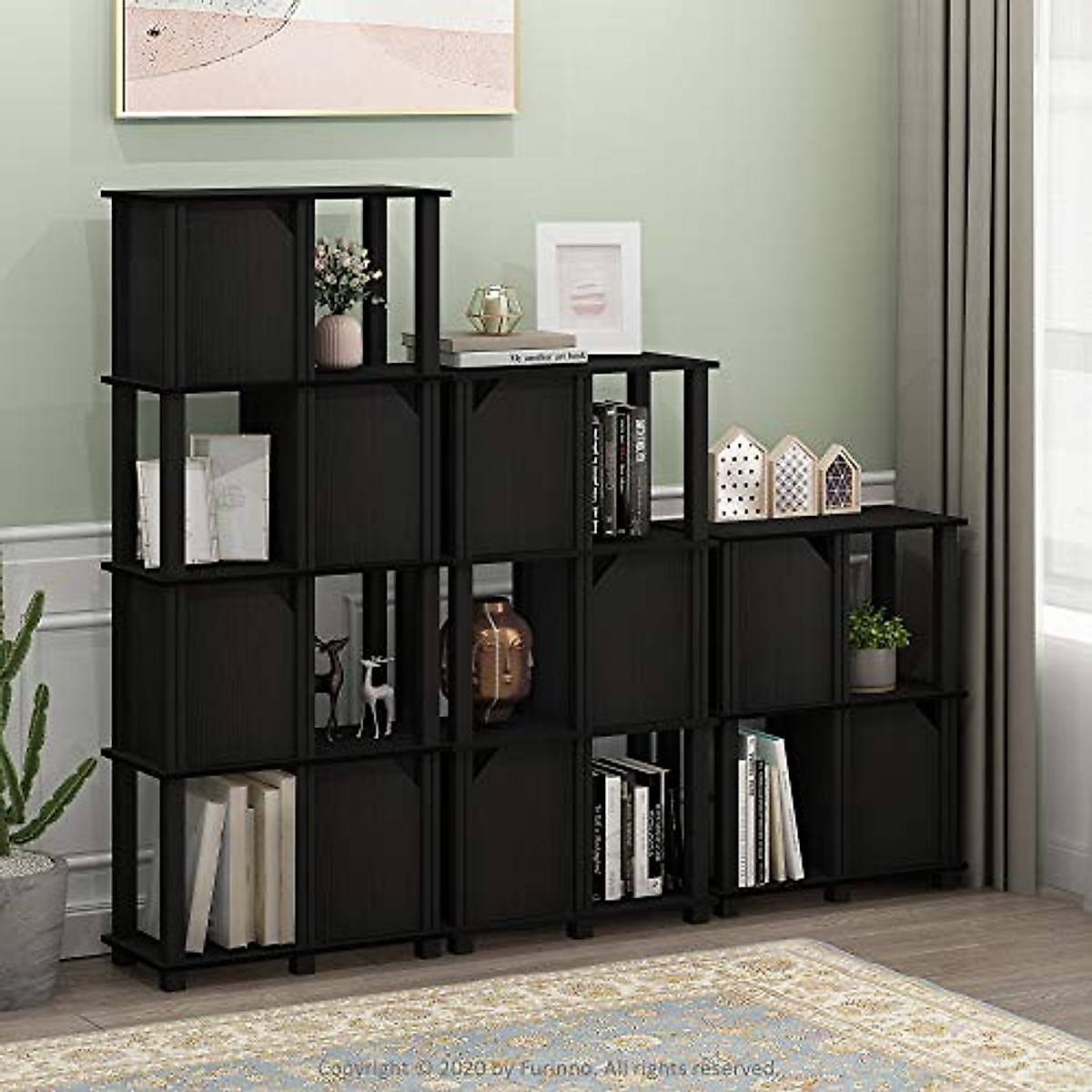 Furinno Brahms Storage Shelf, 5-Tier, Black Oak/Black