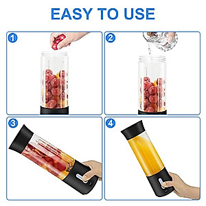 Personal Size Portable Blender - 17Oz USB Rechargeable Blender with 6 Blades | Portable Cup Lid For Outdoors Sports Travel Blender | BPA-Free Plastic Blender Cup For Shakes and Smoothies, Fresh Juice