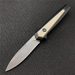 7.8in Assisted Open Button Lock Pocket Knife, Folding Knife,D2 Blade Aluminium Alloy Handle, Utility EDC Tool for Men Women Gift (Black handle)
