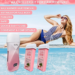 Hsility Wax Kit For Hair Removal Natural Honey Wax Upgrade Heating System Roll On Wax Kit for Hair Removal