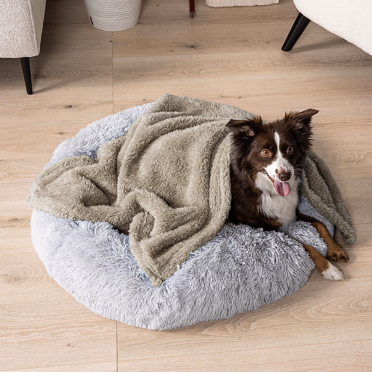 PetAmi Fluffy Waterproof Dog Blanket for Small Medium Dogs, Soft Warm Pet Sherpa Throw Pee Proof Couch Cover, Reversible Cat Puppy Bed Blanket Sofa Protector, Plush Washable Pad (Taupe Camel, 29x40)
