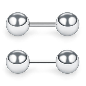 SCERRING 4 Pairs 20G 1/4" Stainless Steel Polished Ball Barbell helix Cartilage Tragus Ear Lobe Stud Earring for Men Women 3-6mm - Silver