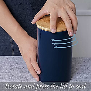 Sweese Ceramic Canisters for the Kitchen, 65oz Canister with Bamboo Lid Porcelain Food Storage Jar Modern and Clean Kitchen Organization for Coffee, Flour, Tea, Sugar, Airtight Container, Navy