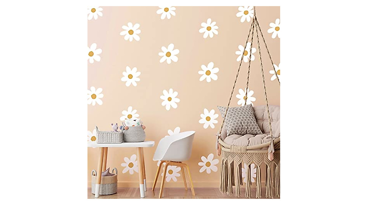 BBTO Daisy Wall Decal - Floral Wall Stickers for Kids