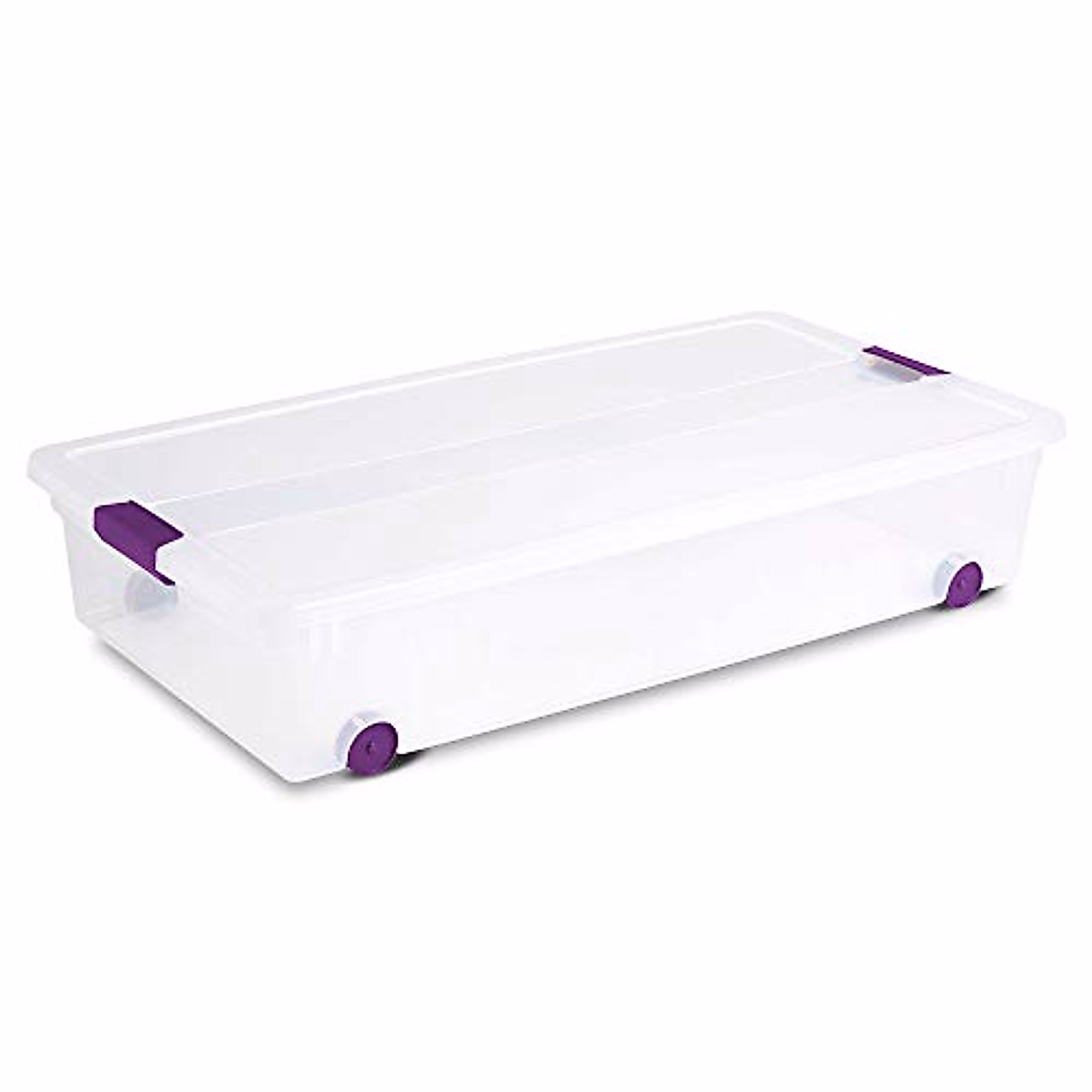 Sterilite 60 Quart ClearView Latch Lid Wheeled Stackable Underbed Home Storage Organization Tote Box with Secure Latches, (8 Pack)