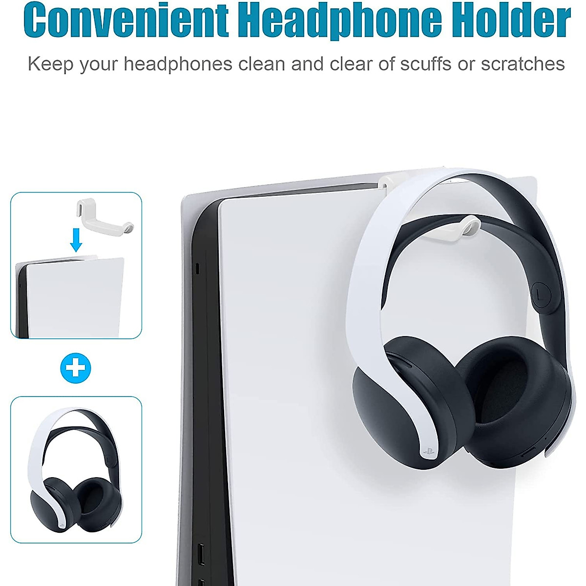 TREE.NB PS5 Stand with Suction Cooling Station, PS5 Controller Charging Station Compatible with Charging Dock Station and 12 Games Storage-Included Cable, Headphone Hook