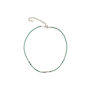 925 Sterling Silver Turquoise Color Glass Beaded & Pearl Choker Necklace for women, Length 13-17 inches / 32-41CM - Adjustable Small Dainty Necklace | Handmade by MiYa Jewelry creations