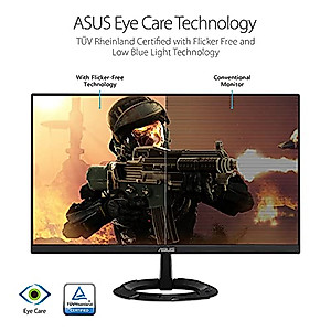 ASUS 23.8” 1080P Gaming Monitor (VZ249QG1R) - Full HD, IPS, 75Hz, 1ms, Extreme Low Motion Blur, Speakers, FreeSync, Eye Care, VESA Mountable, Ultra-Slim, DisplayPort, HDMI, Tilt,Black