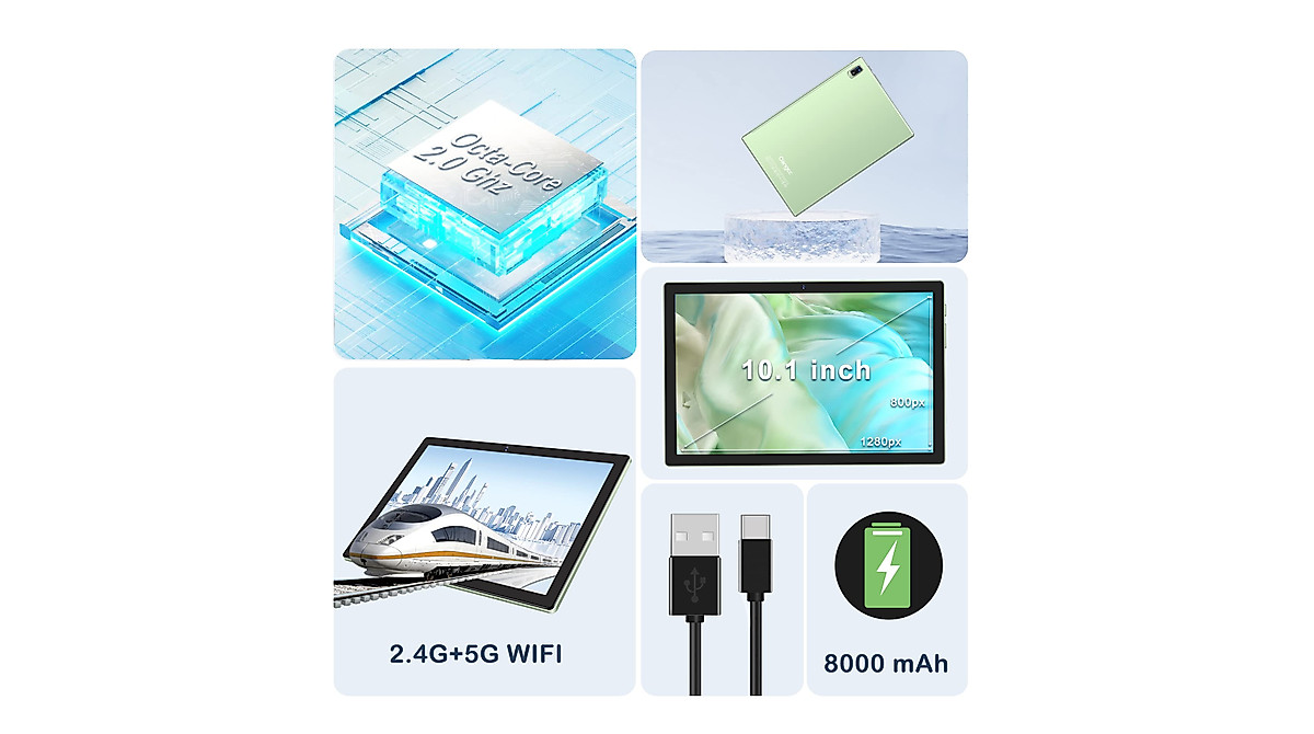 Oangcc Android 13 Tablet - 10" Dual Cam, 12GB RAM