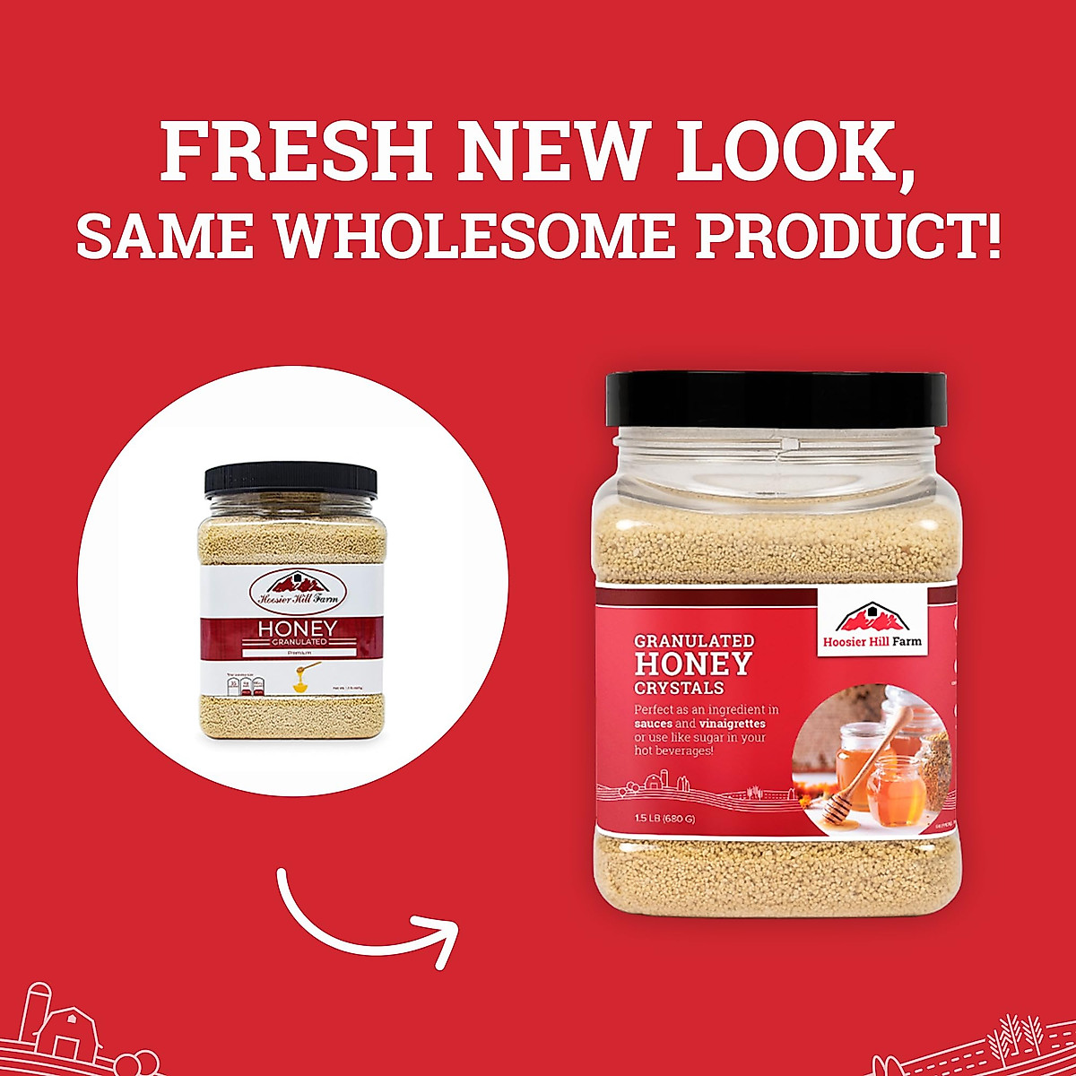 Hoosier Hill Farm Granulated Honey Crystals, 1.5LB (Pack of 1)