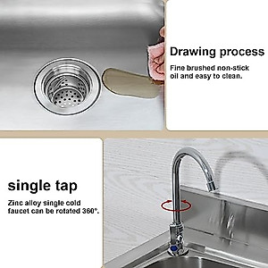 Single Bowl Stainless Steel Standing Sink, Kitchen Sink, Commercial Sink, Small Utility Sink, Portable Hand Washing Sink for Kitchen, Dining Room, Garage Bar, Laundry Room (Color : Type A, Size : 55