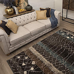 Mohawk Home Huxley Adobe Abstract Shag Area Rug, 5'x8', Brown/Beige