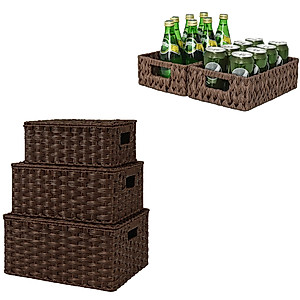 GRANNY SAYS Bundle of 3-Pack Wicker Baskets & 2-Pack Wicker Shelf Baskets