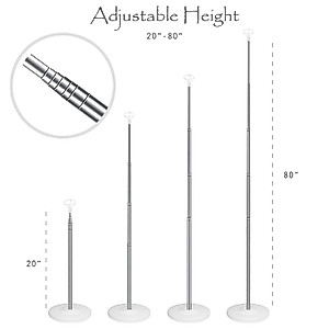 Metal Balloon Column Stand Kit Set of 2, 80 Inch Height Adjustable Balloon Tower Holder for Birthday, Wedding, Baby Shower, Graduation Party Decoration (2 sets)