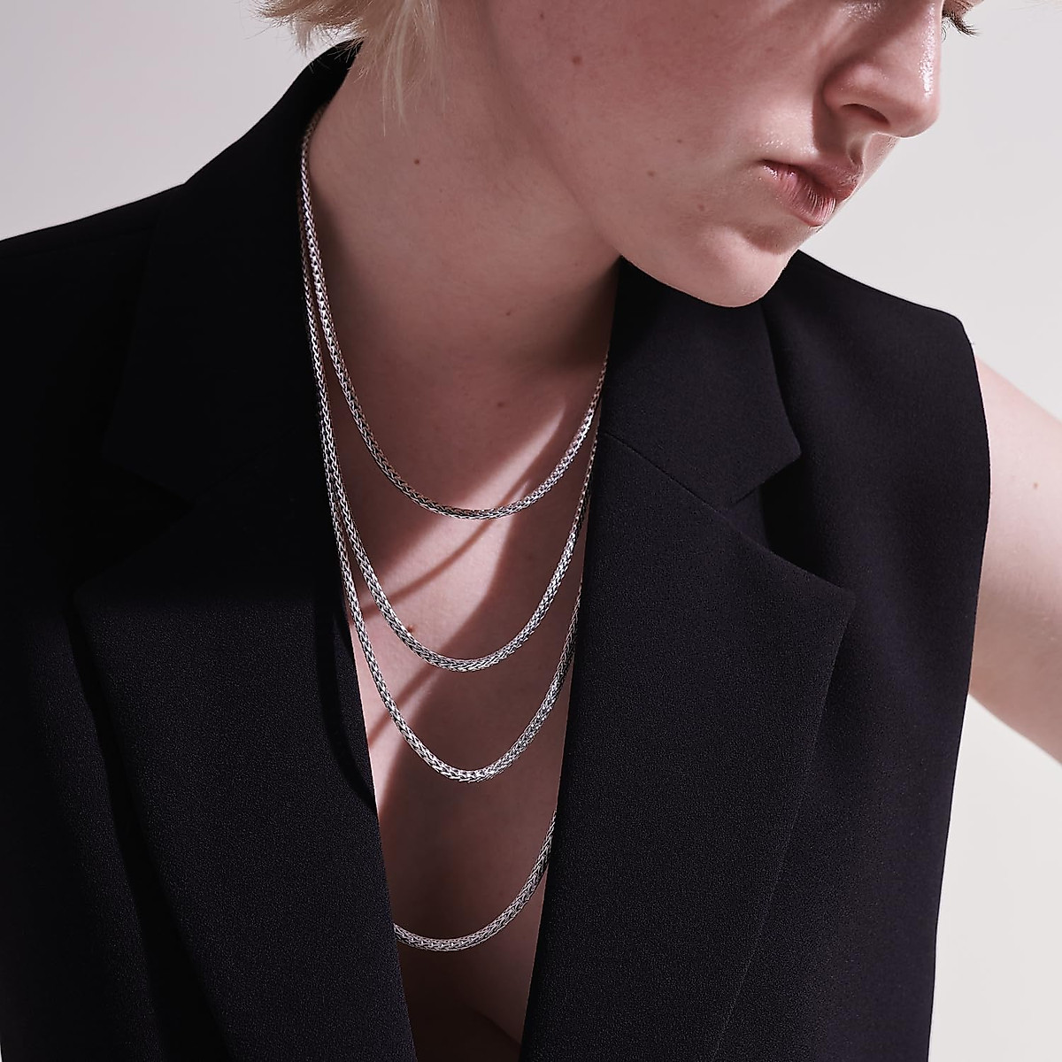 John Hardy Icon Classic Chain Collection Women's Chain Necklace, 3.5MM 925-Sterling Silver Hand-Woven Luxury Necklace with Pusher Clasp, Size 16"