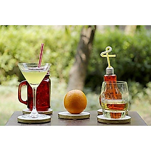 GoCraft Marble Gold Edge Coasters | Handcrafted White Marble Gold Painted Edge Coasters for Drinks, Beverages & Wine/Bar Glasses (Set of 6)