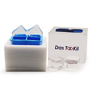 Das TooKii Clear Ice Cube Maker, Reusable 4 Hole Crystal Ice Mold, BPA Free Silicone Ice Cube Tray, 2 Inches Large Sphere Square Ice Maker for Whiskey & Drinks, Creative Gift for Family and Friends